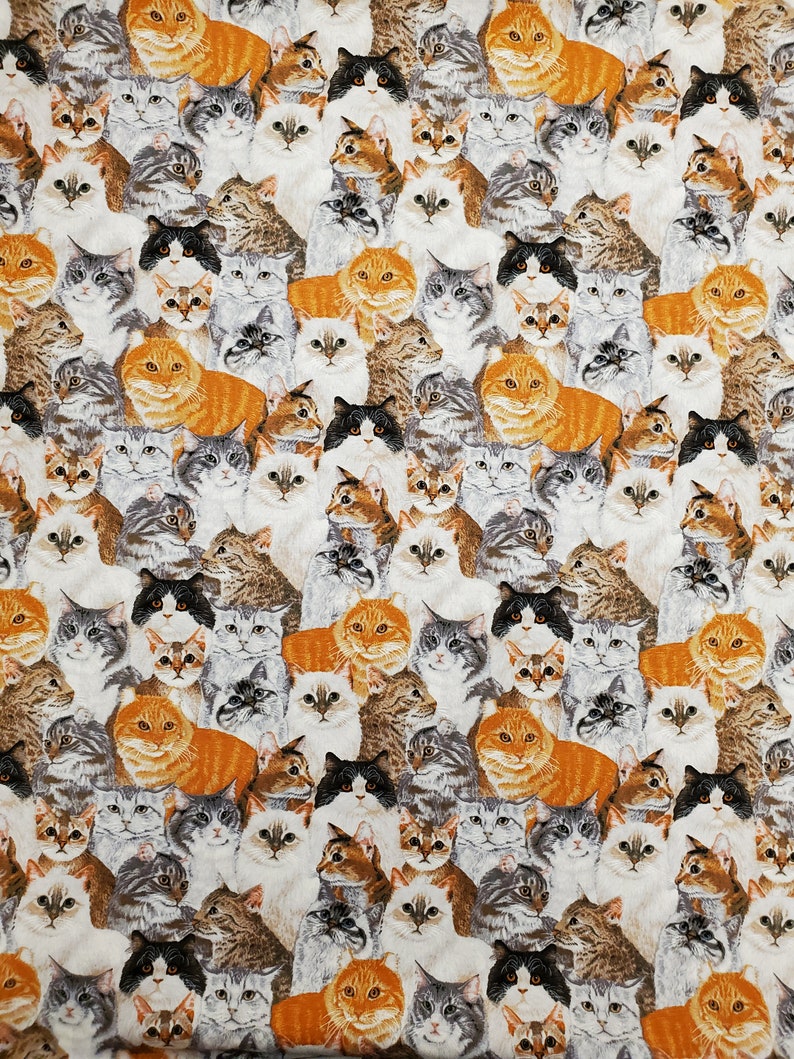 Cat Fabric Cotton Fabric Cotton Material Sewing Animal - Etsy