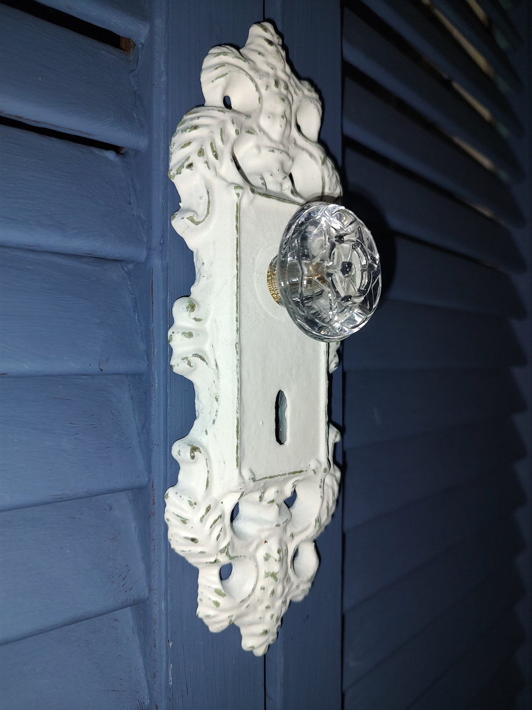 Shabby Distressed Door Knob Cast Iron Decorative Door Knob With Acrylic Glass Knob, Jewelry ...