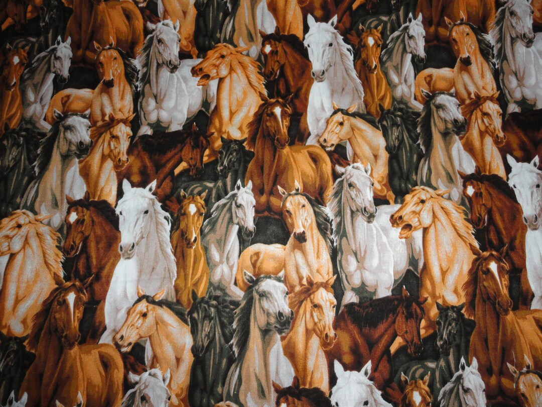 Horse Fabric, Country and Western, Cotton Fabric, Animal Print, Ranch ...
