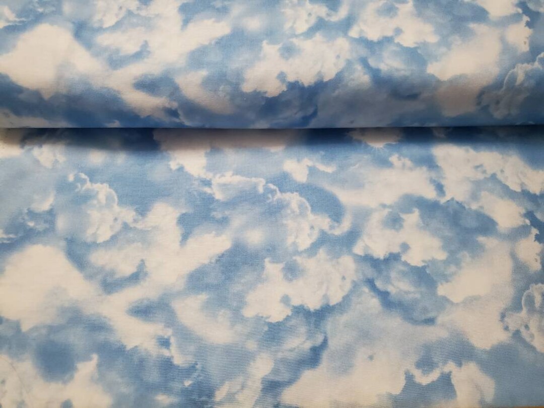 Clouds and Sky Fabric, 100% Cotton Fabric, Cotton Fabric, Blue Sky ...