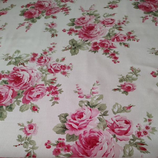Pink Roses Fabric - Etsy