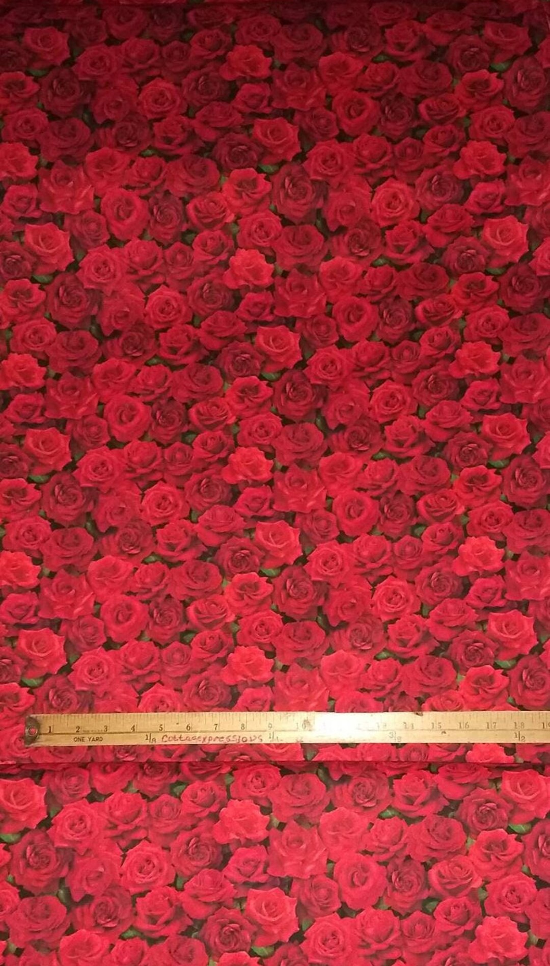 Red Rose Fabric, Cotton Fabric, by the Yard, Cotton Material, Robert ...