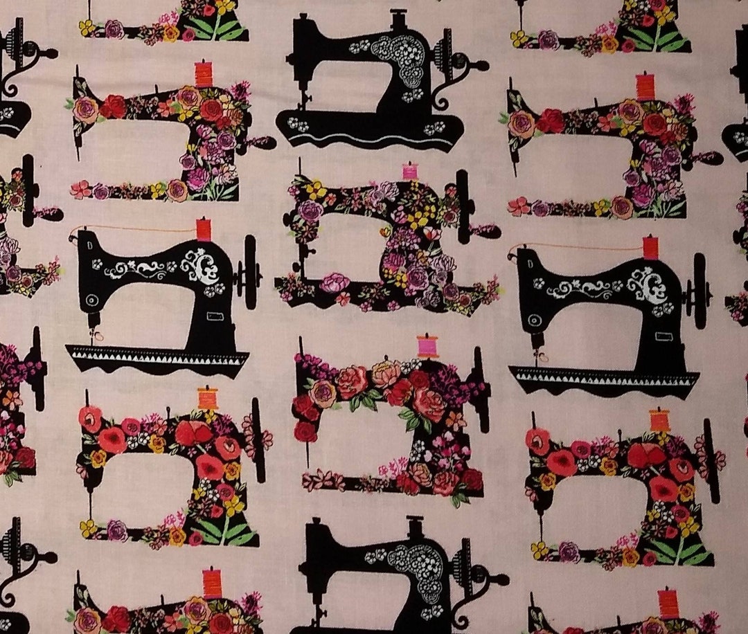 Rose Fabric, Roses, Vintage Sewing Machine, Quilting Fabric, Cotton ...