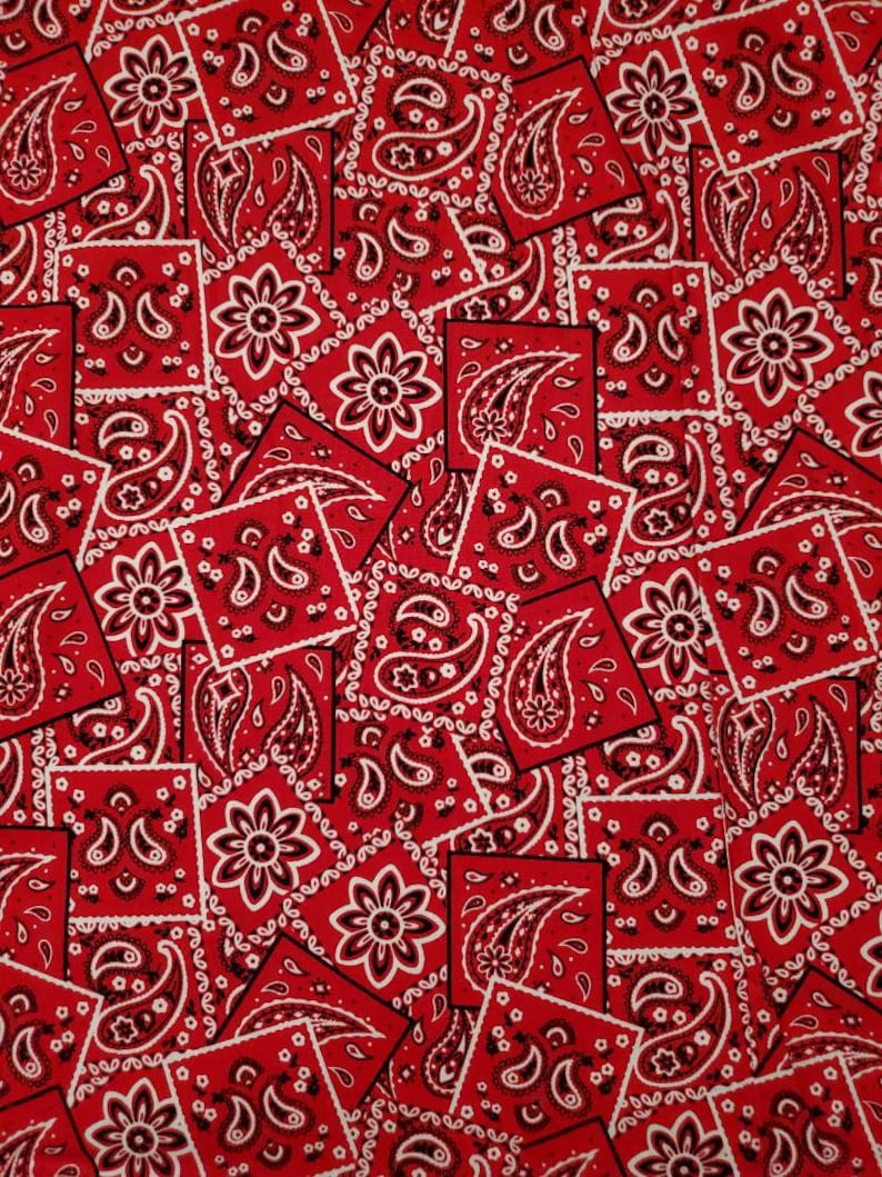 Red Bandana Print Cotton Fabric, Western Sewing, By The Yard - Etsy Schweiz