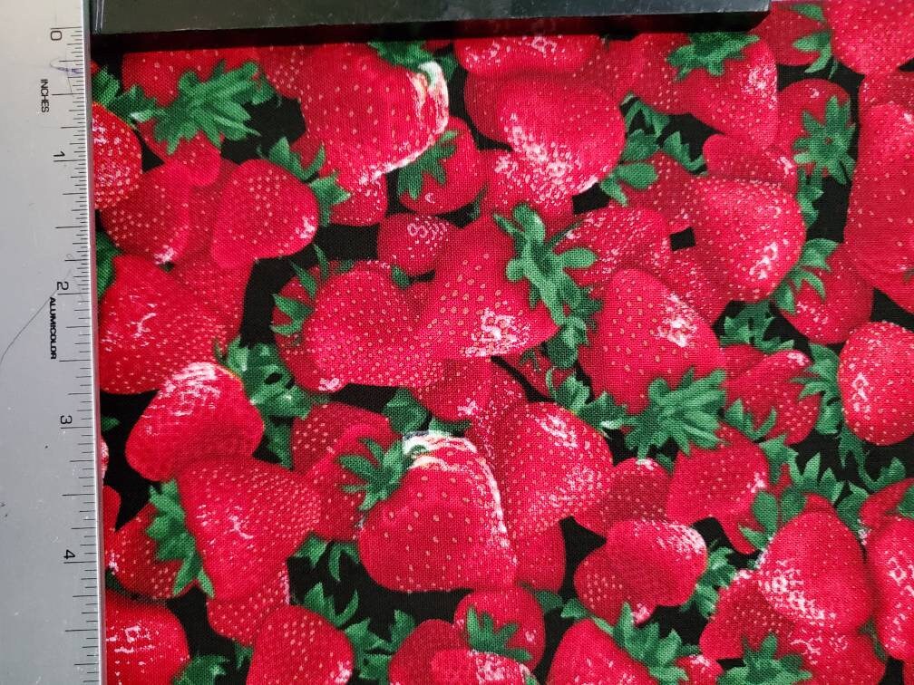 Strawberry Fabric Cotton Material Strawberries Cotton | Etsy