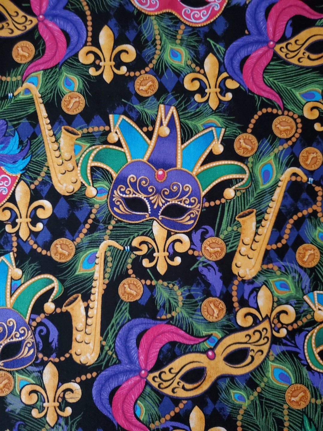 Mardi Gras Fabric, Cotton Fabric, Cotton Material, Fat Tuesday, Feur De ...