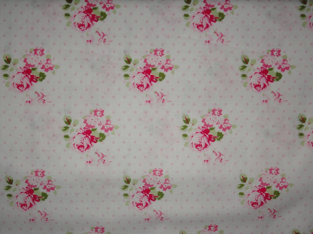 Pink Rose Fabric, Cotton Material, ROSES, Cotton Fabric, Fabric by the ...