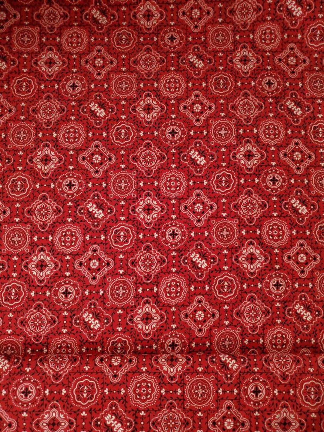 Red Bandana Print Cotton Fabric, Western Sewing, by the Yard - Etsy