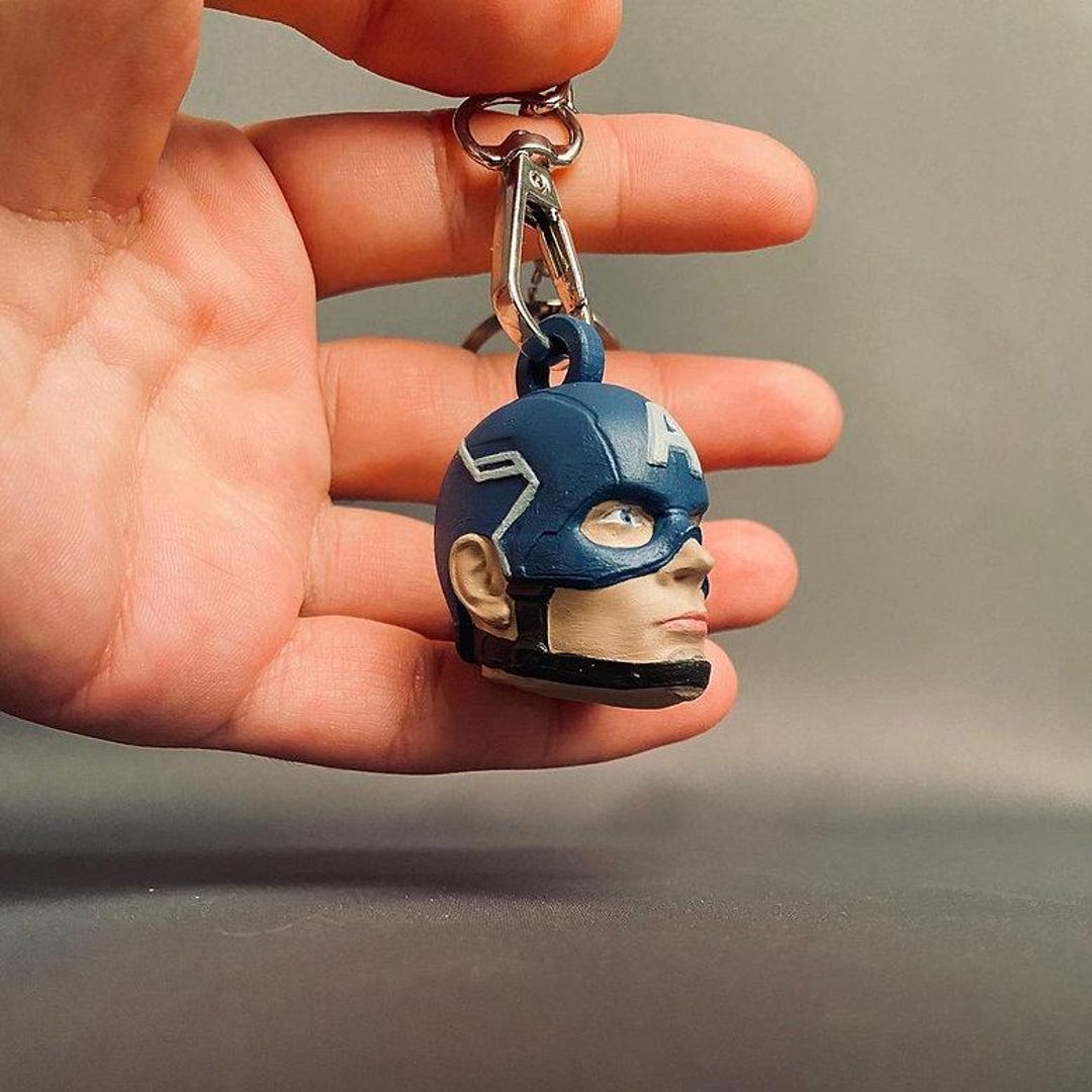 3D Printed 12K Resin Captain America Keychain, Marvel Rivals Black ...