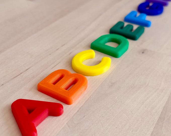Modern Magnetic Alphabet Letters - Rainbow ABC Set - Embedded Magnets ...