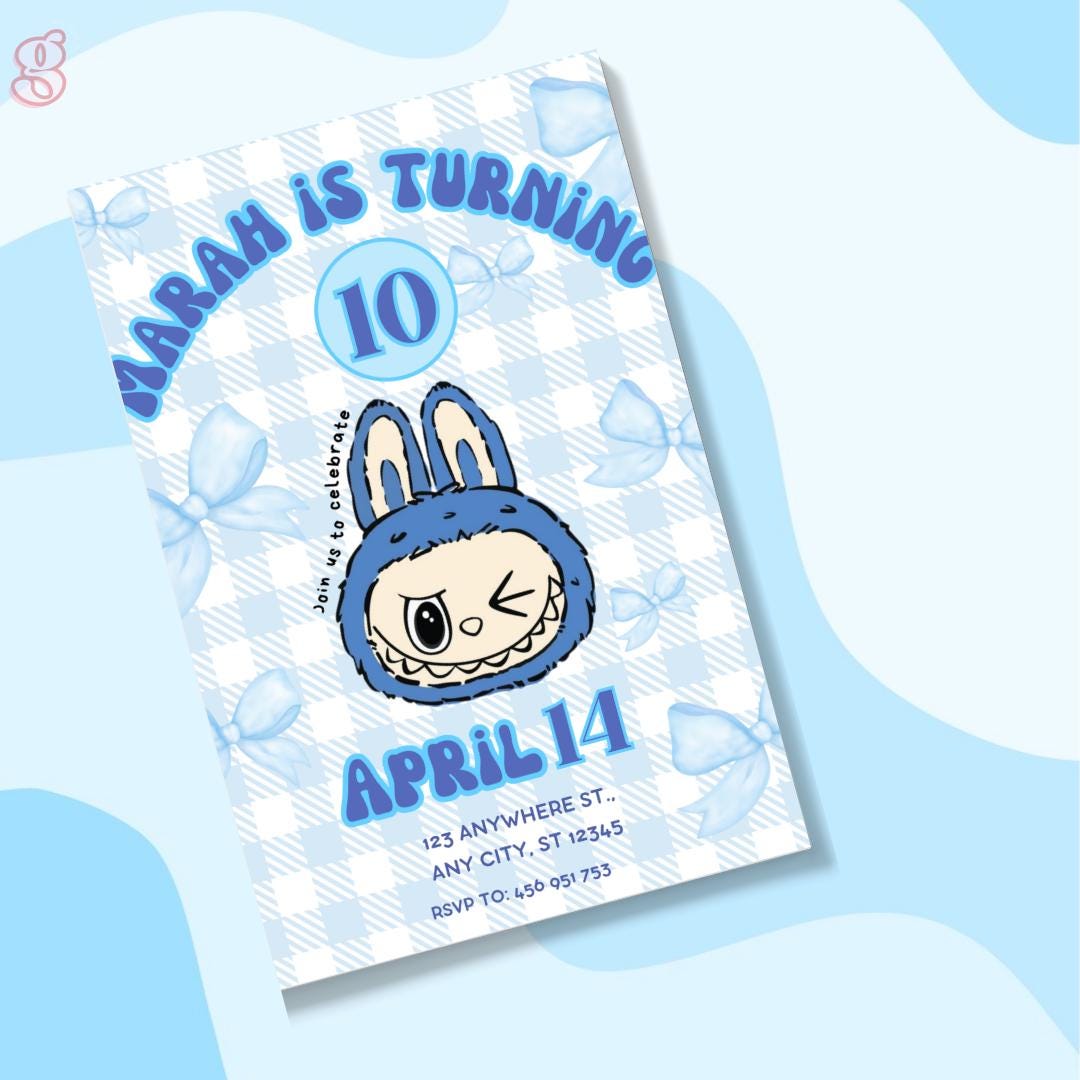 Birthday Labubu Invitation Editable Template - Invitación de Labubu ...
