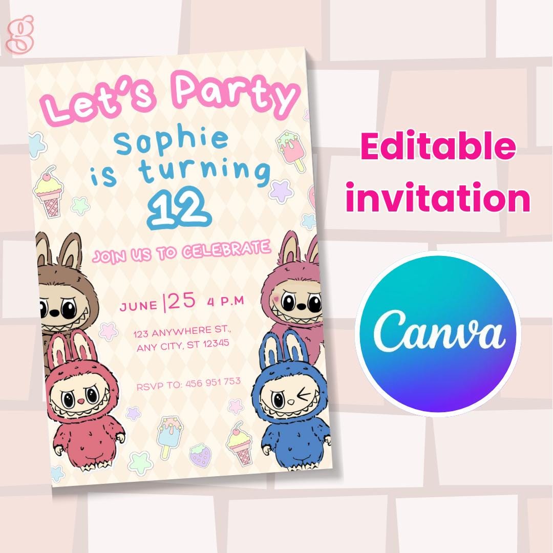 Birthday Party Labubu Invitation / Labubu Invitation for Birthday Party ...
