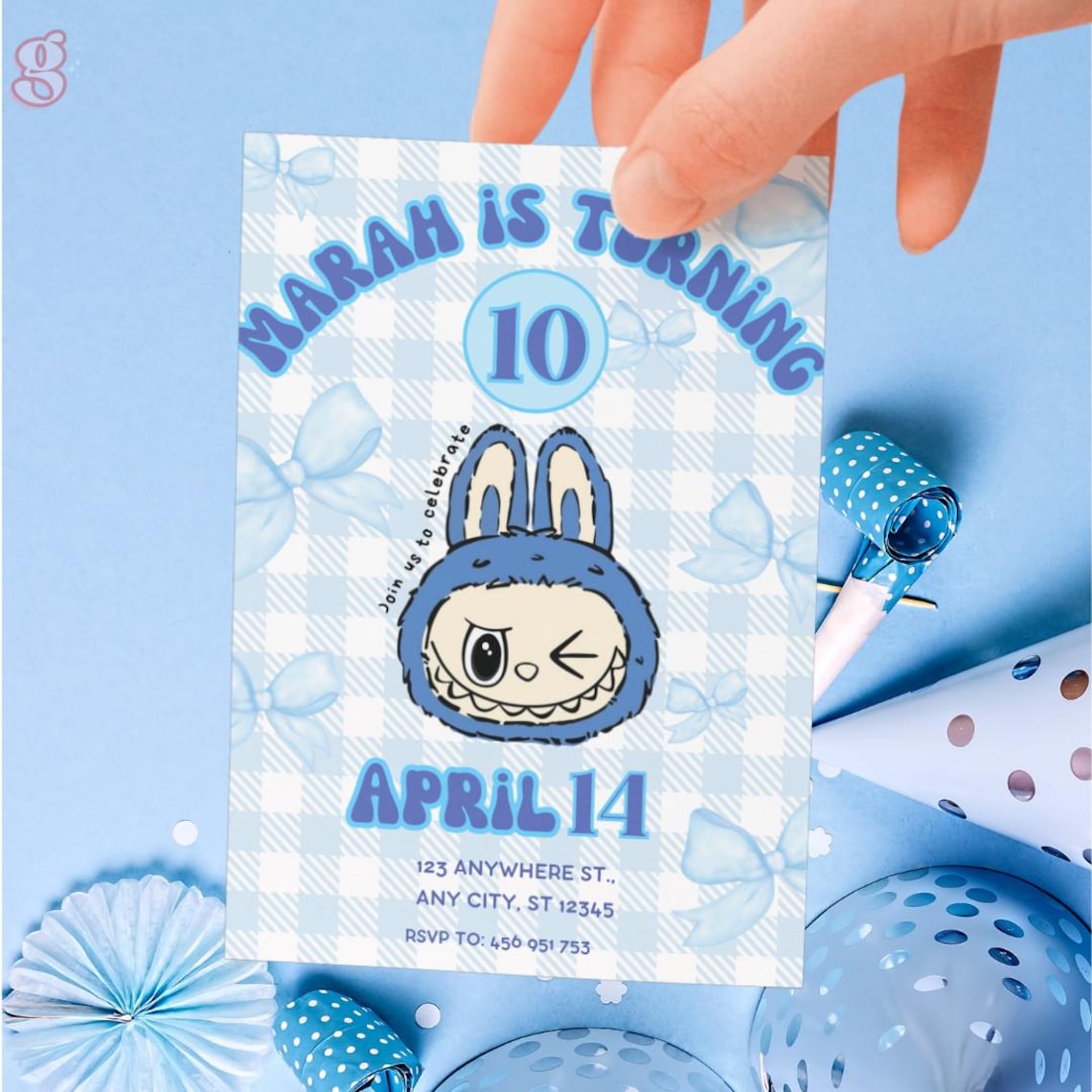 Birthday Labubu Invitation Editable Template - Invitación de Labubu ...