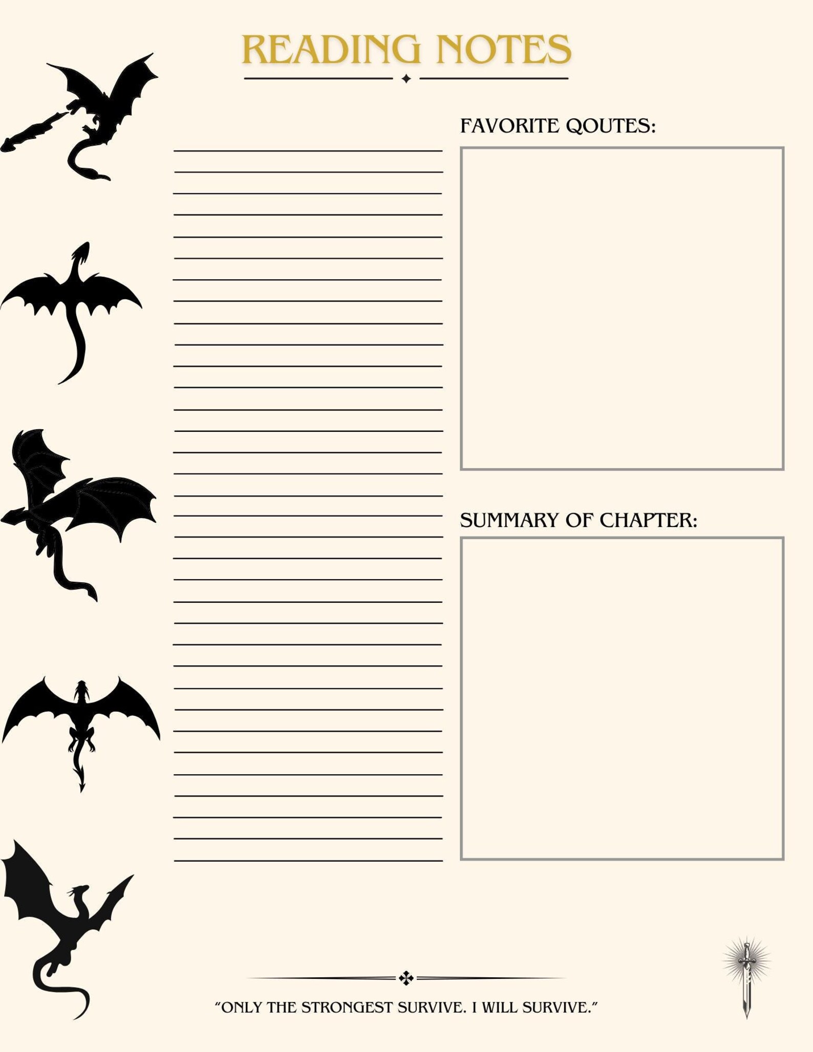 Fourth Wing Inspired Reading Notes Guide - Etsy