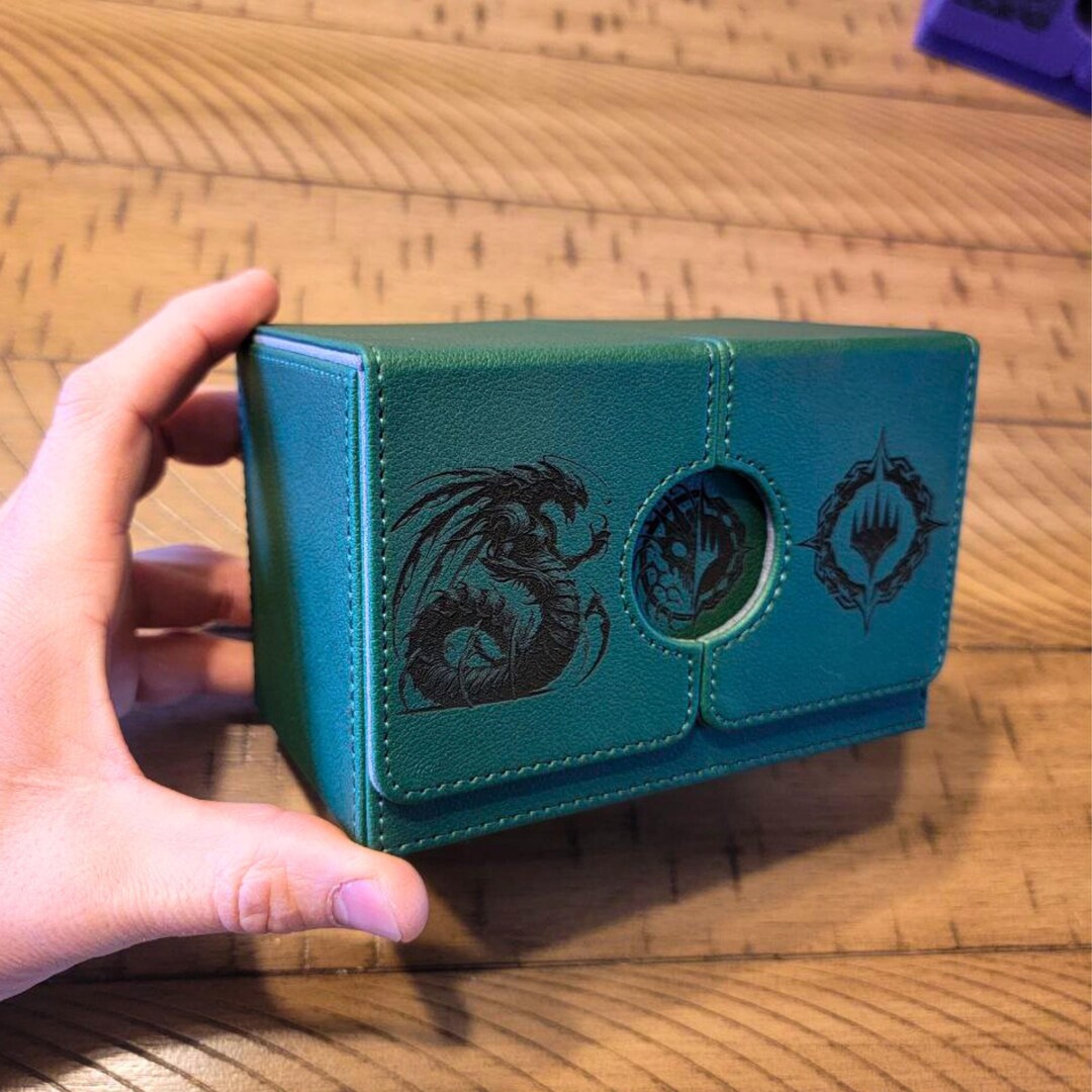 Customized Engraved Green MTG 300+ Card Box, Commander Deck, TCG Box ...