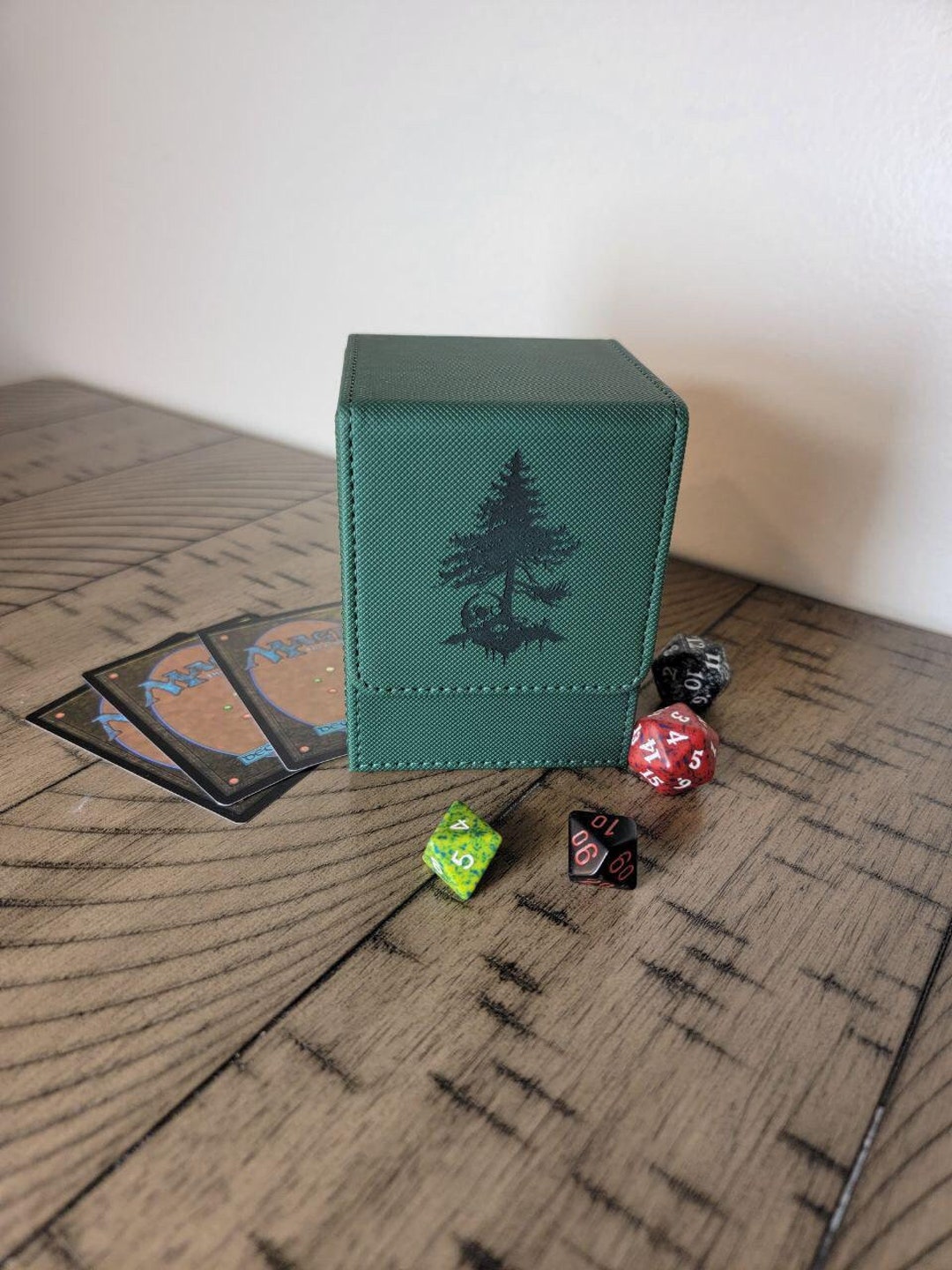 Custom Logo or Text Engraved Green MTG Card Box, Commander Deck, TCG ...