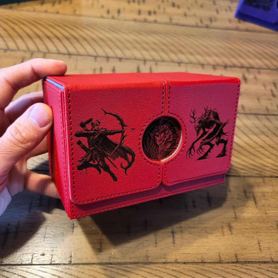Customized Engraved Red MTG 300+ Card Box, Commander Deck, TCG Box ...