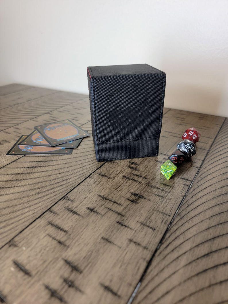 Black Skull Symbol MTG Card Box, Commander Deck, TCG Box - Etsy