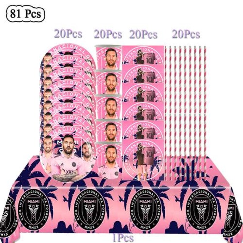 Lionel Messi Inter Miami Birthday Decorations | Soccer Party Supplies ...