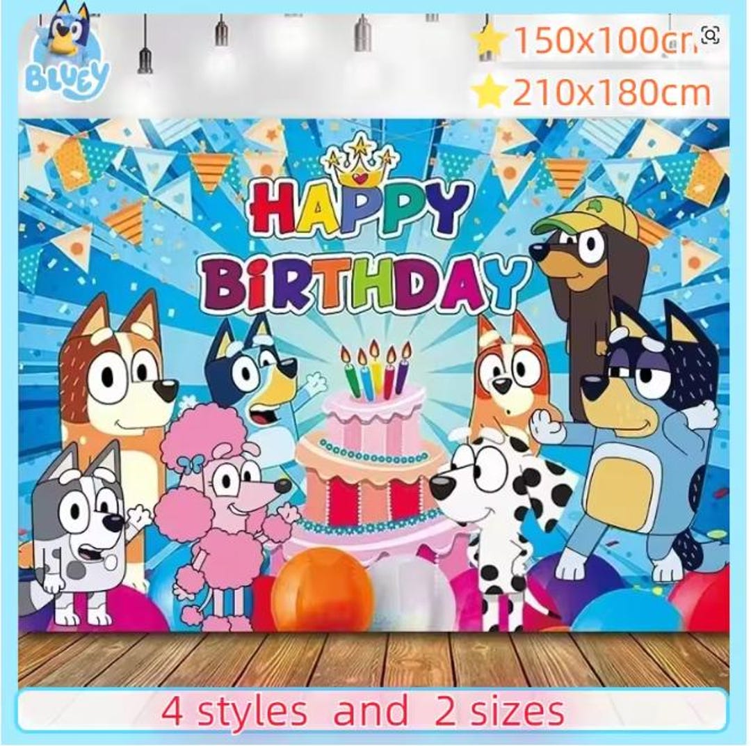 Bluey Bingo Birthday Backdrop – Cartoon Family Party Banner – Anime ...