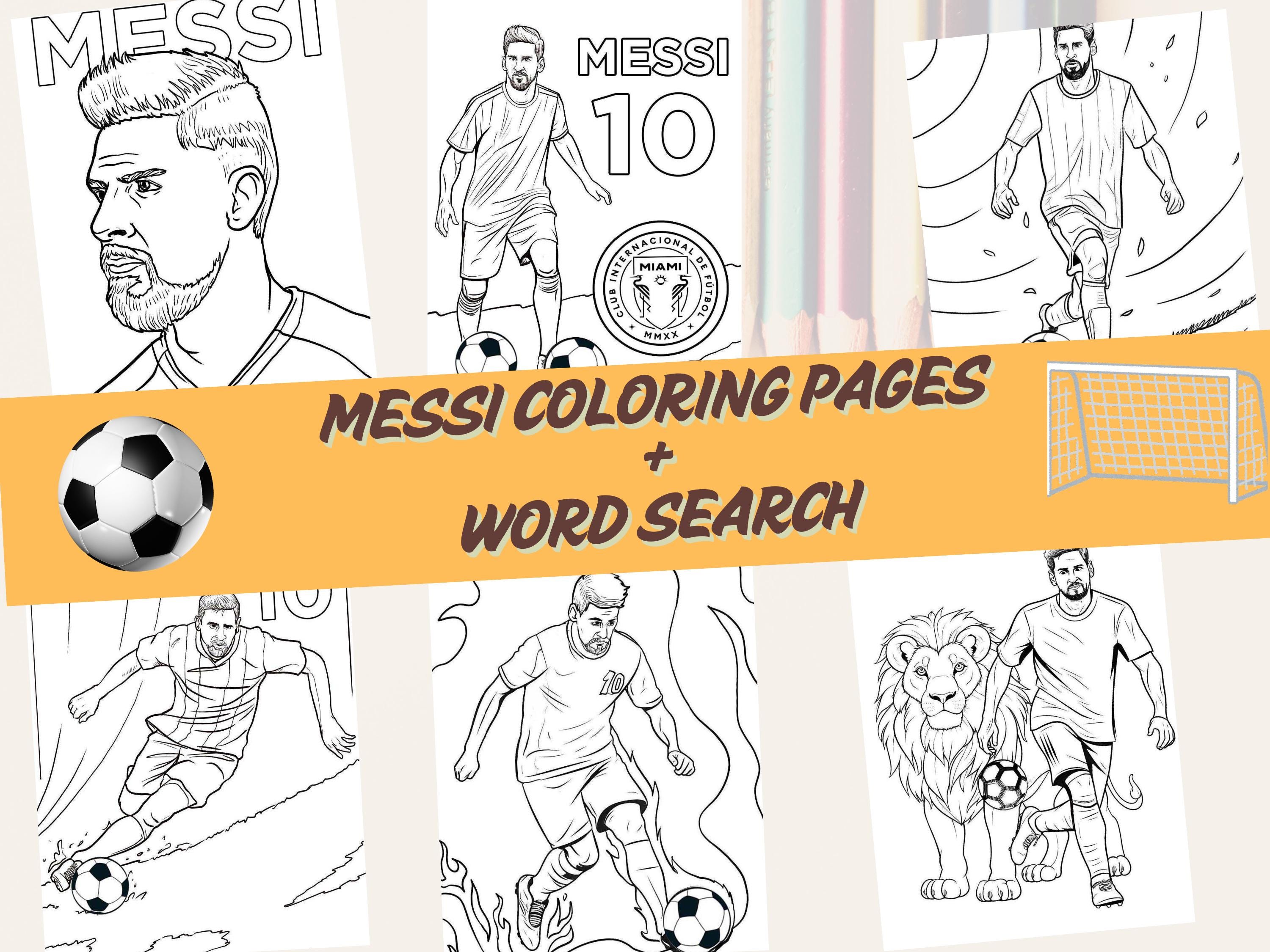Lionel Messi Digital Coloring Book - Printable Soccer Art, 15 High ...