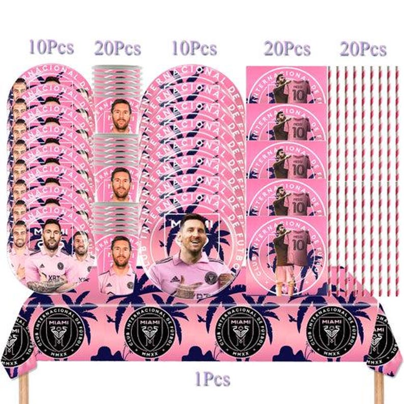 Lionel Messi Inter Miami Birthday Decorations | Soccer Party Supplies ...