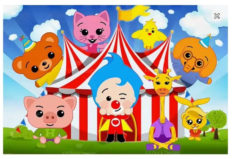 Plim Plim Birthday Backdrop – Cartoon Rainbow Photo Banner for Kids ...