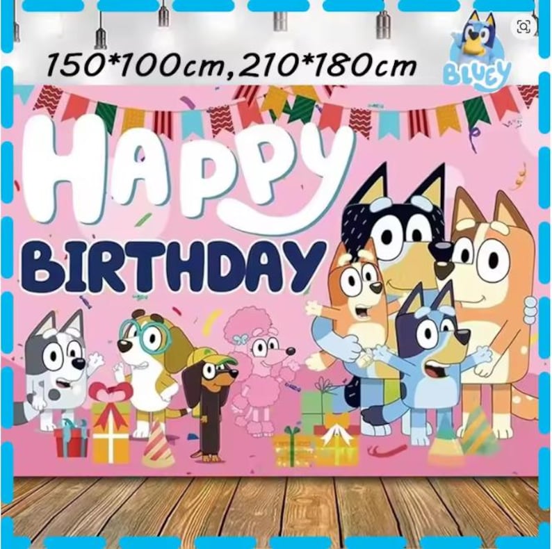 Bluey Bingo Birthday Backdrop – Cartoon Family Party Banner – Anime ...