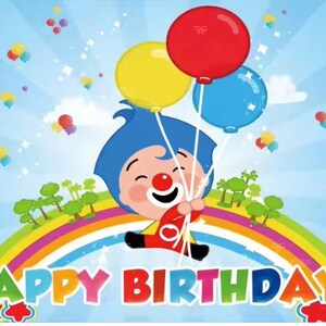 Plim Plim Birthday Backdrop – Cartoon Rainbow Photo Banner for Kids ...