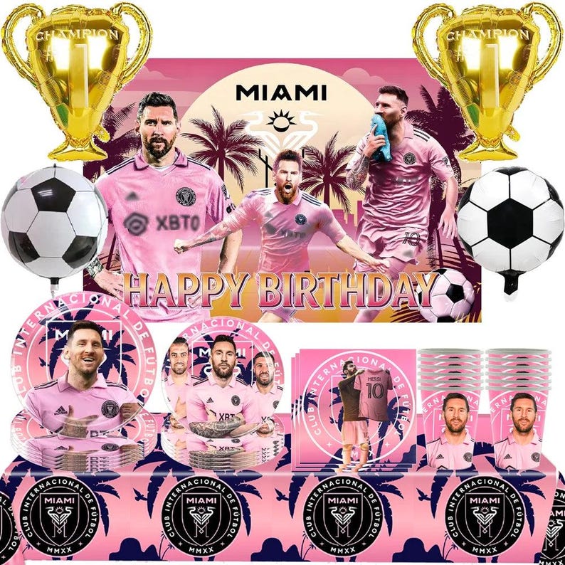 Lionel Messi Inter Miami Birthday Decorations | Soccer Party Supplies ...