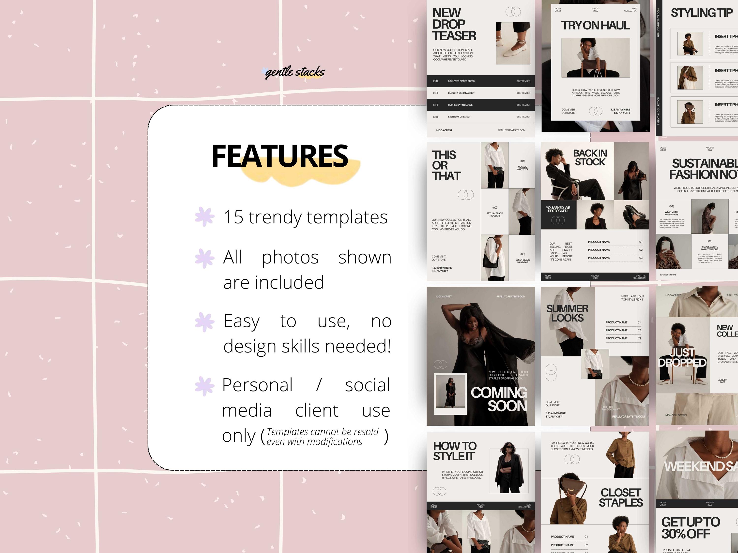 Instagram Templates for Fashion Boutiques, Trendy Editable Canva Post ...