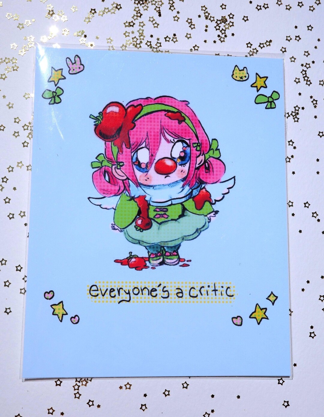 Clown Girl “everyones a Critic” MINI Print (post Card Size) - Etsy