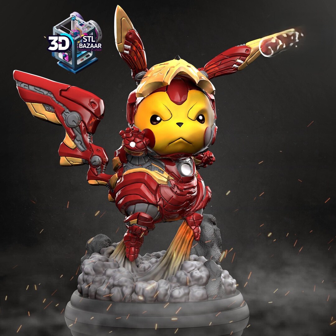 Iron Pikachu STL 3D Print Model STL Superhero Armor Pikachu High ...