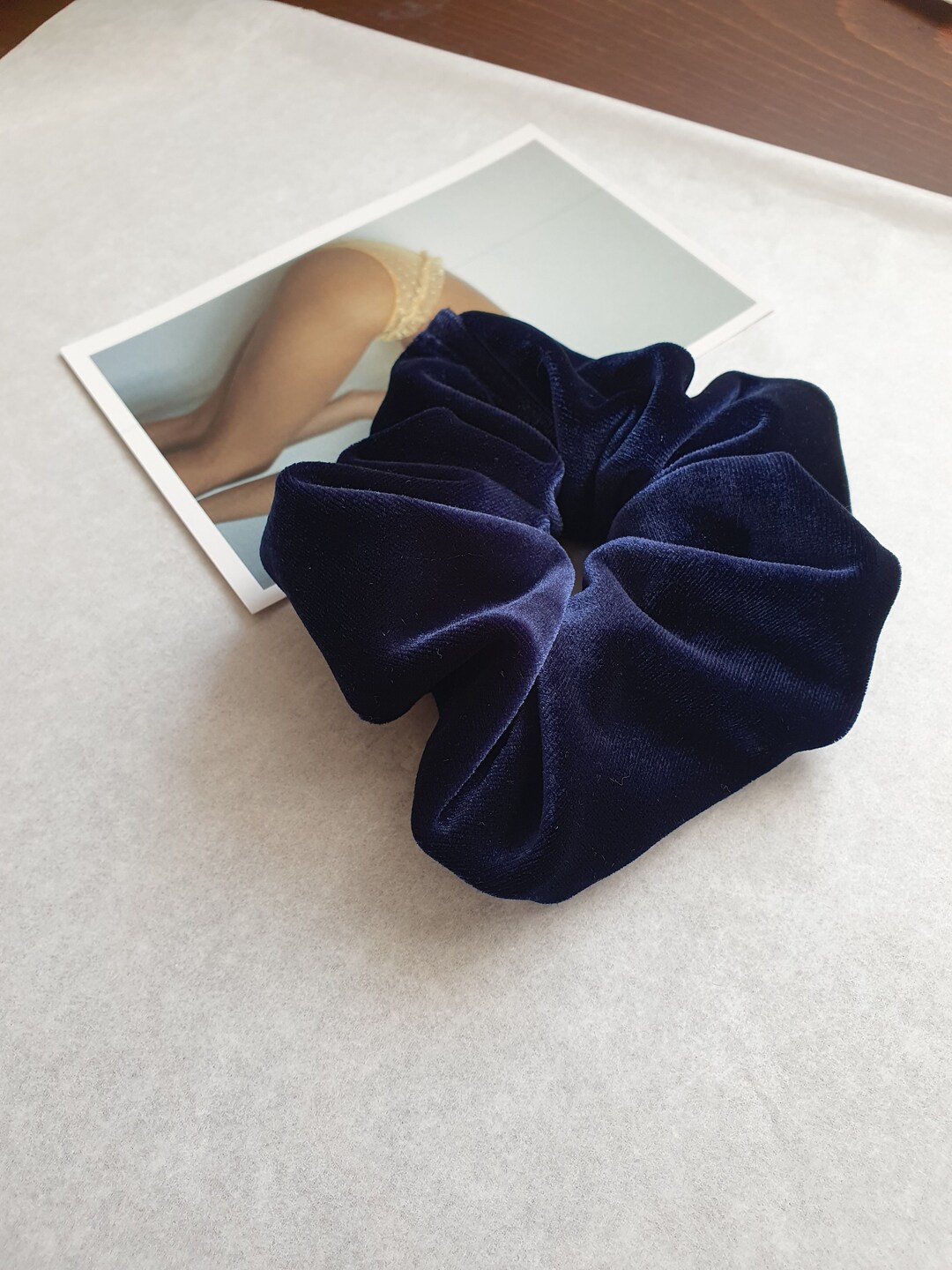 Velour Scrunchies Dark Blue Velvet Hair Accessory Luxury - Etsy