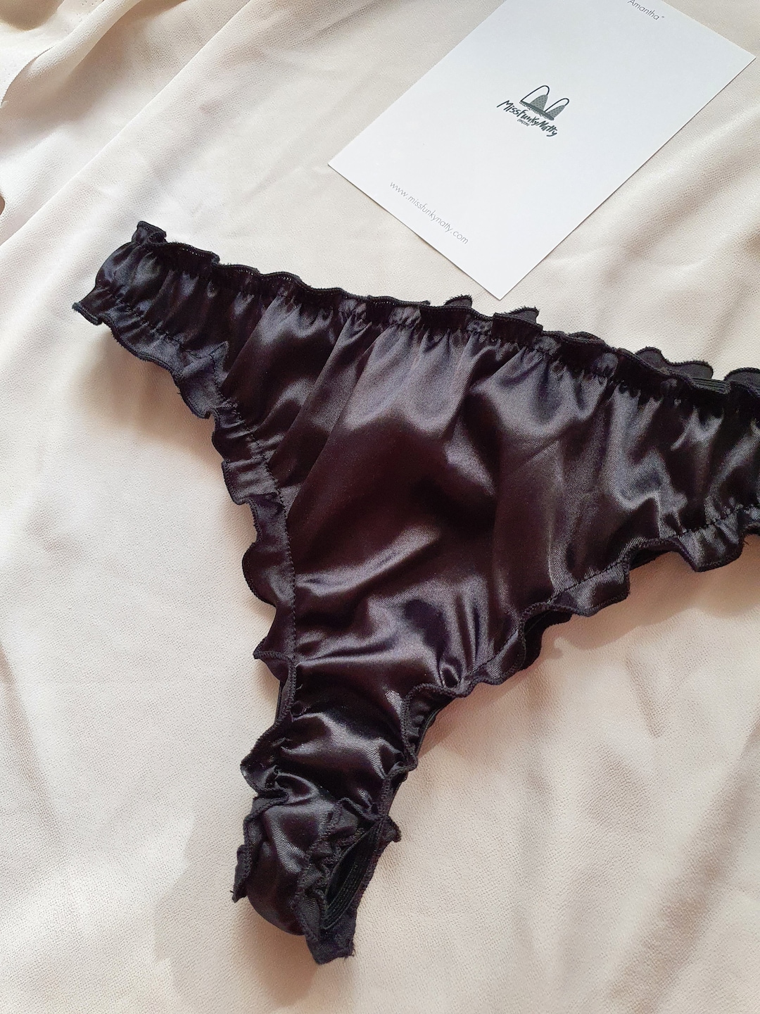 Satin Thong, Frilly Panty Underwear, Ruffle French Knickers, Vintage ...