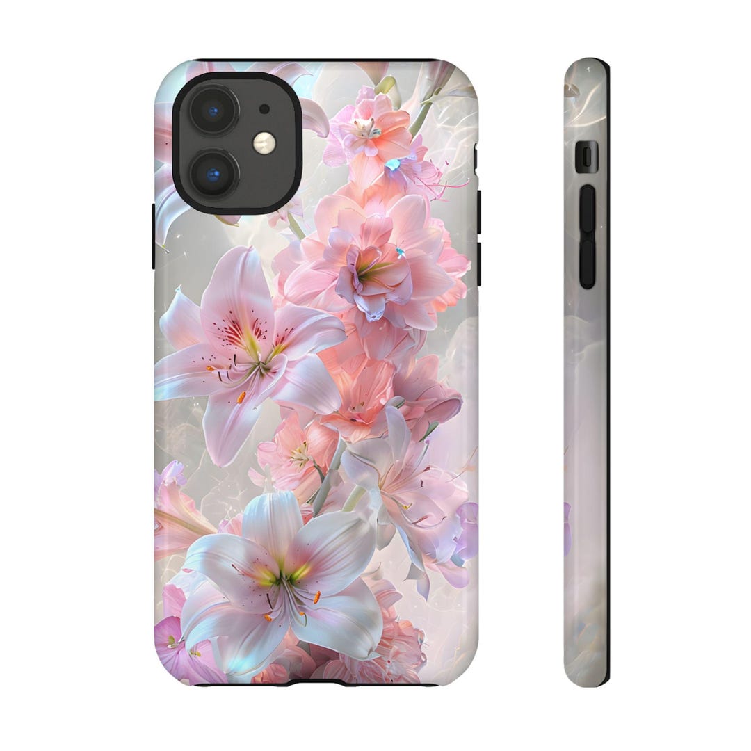 Stargazer Lily Pearlescent Cute Phone Case for iPhone 16 15 14 13 12 11 X Samsung Galaxy S24 S23 ...