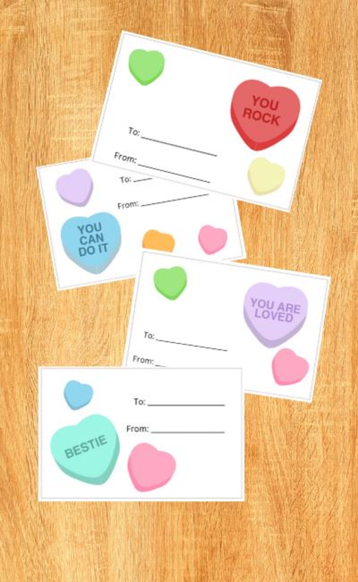 Ready to Print Cute Candy Heart Valentines for Kids With Positive ...