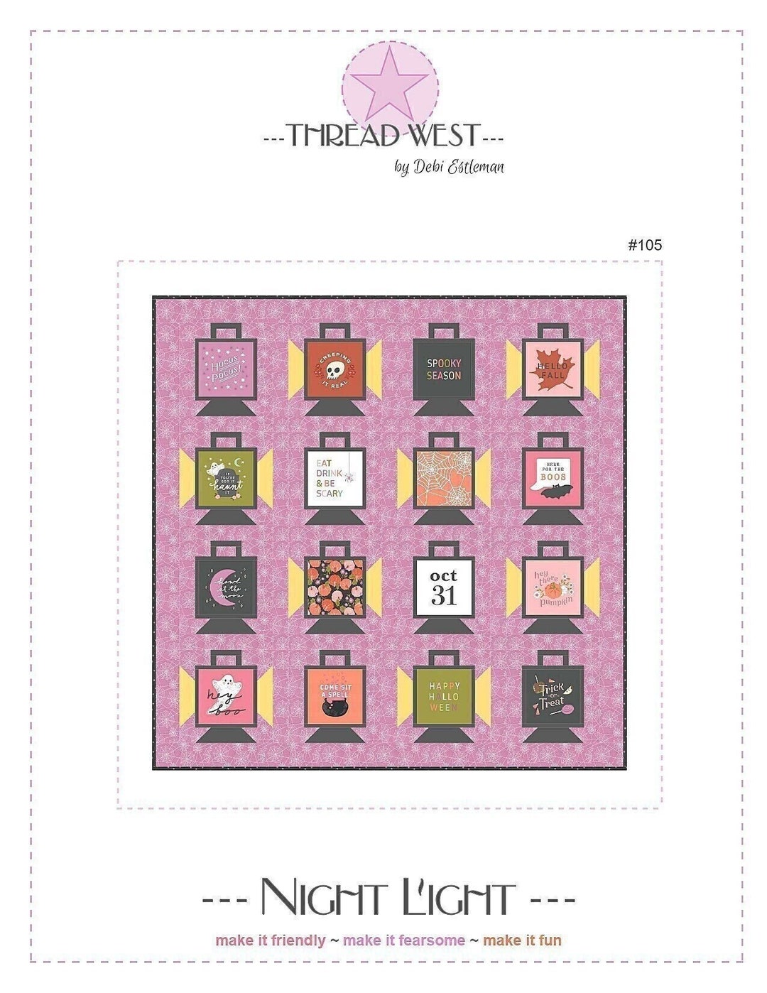 Quilt Pattern for Hey Boo Panel Halloween Night Light Quilt Pattern ...