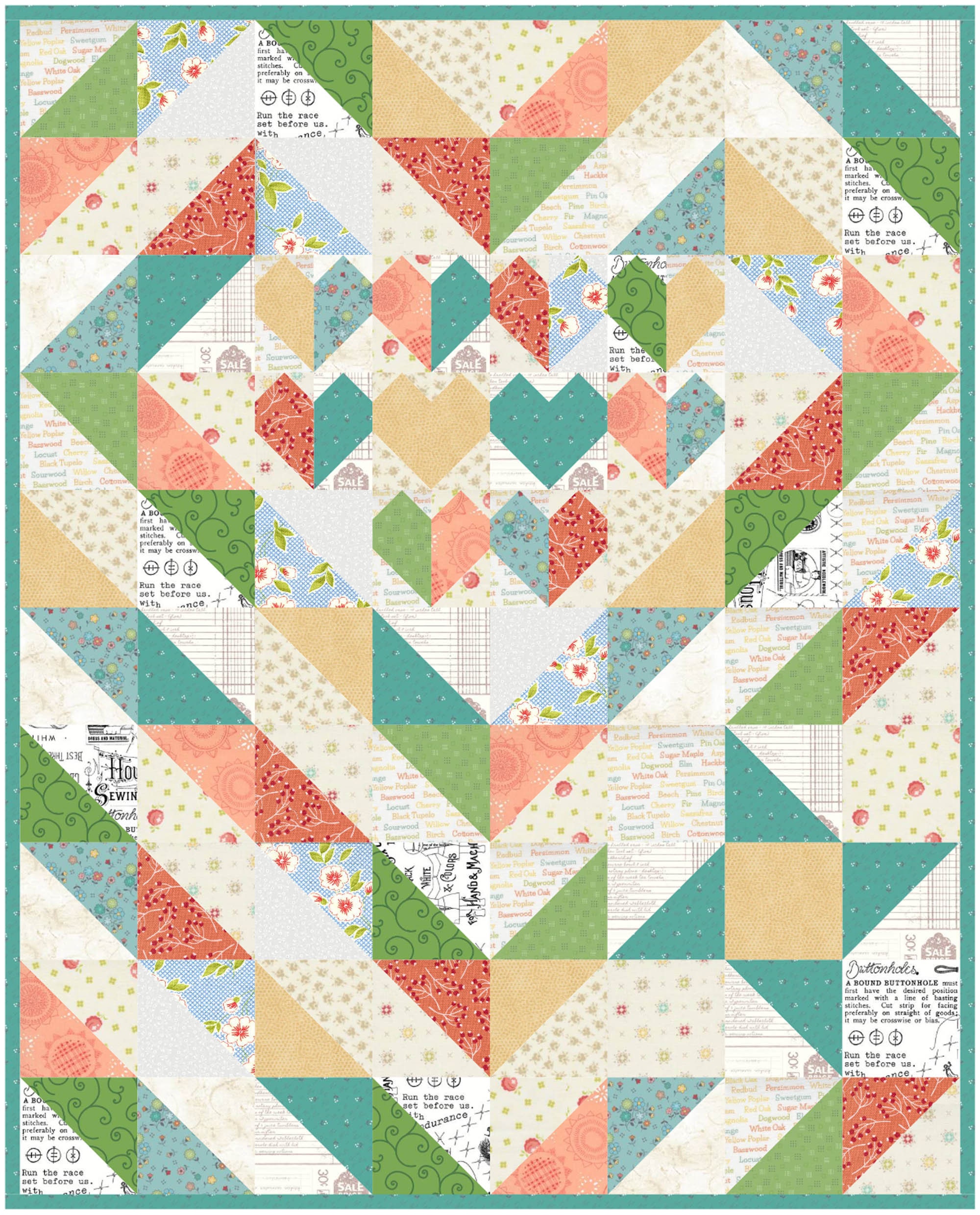 Heart Quilt Pattern Downloadable PDF Galentines Love Quilt Pattern ...
