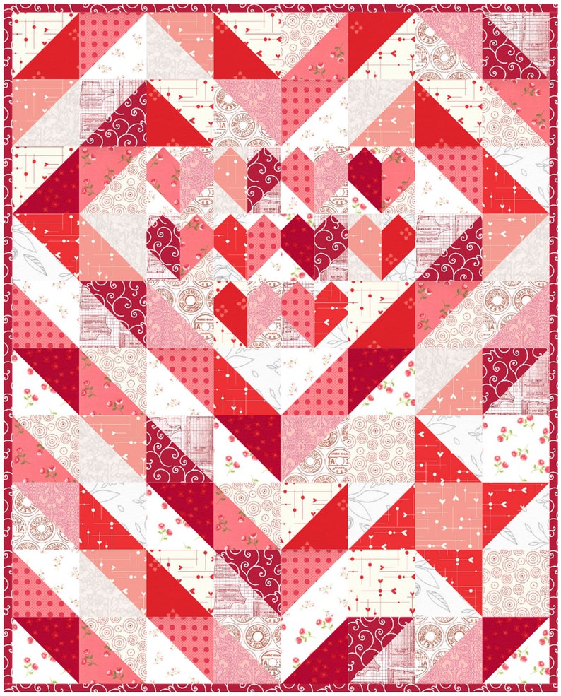 Heart Quilt Pattern Downloadable PDF Galentines Love Quilt Pattern Download Friends Quilt PDF ...