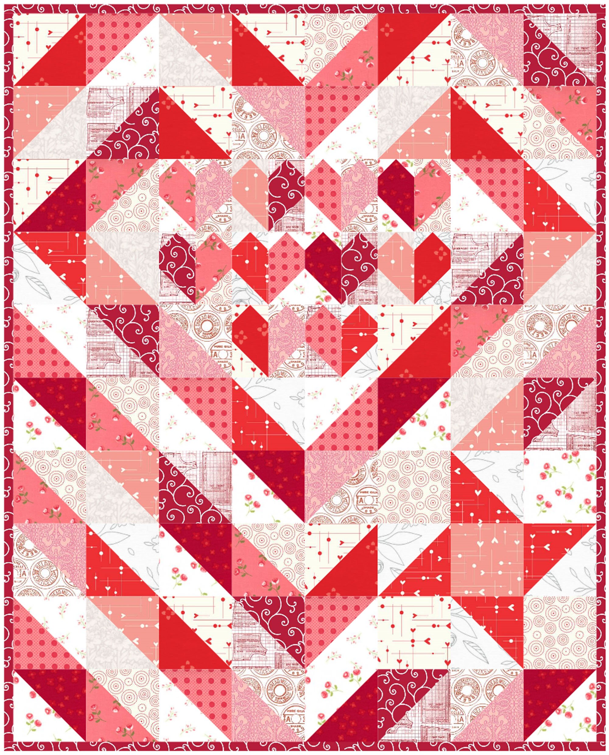 Heart Quilt Pattern Downloadable PDF Galentines Love Quilt Pattern ...