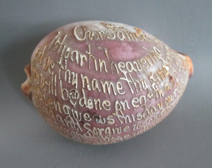 Carved Shell Our Father the Lord's Prayer Folk Art Victorian Cowrie Sea ...