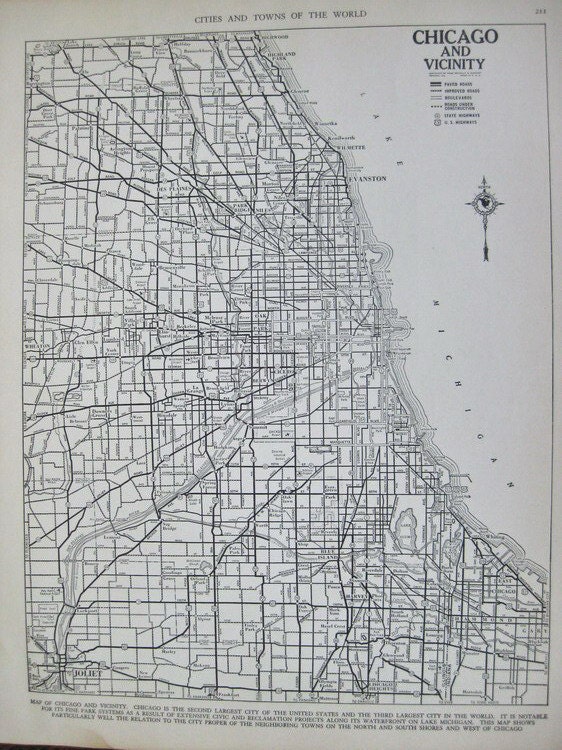 Chicago City Map 1940 Original | Etsy