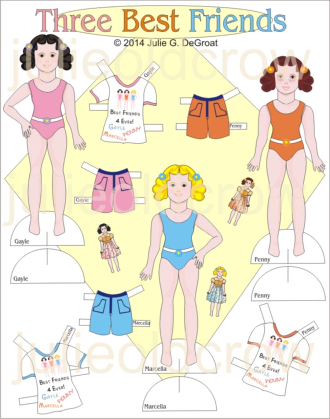 Paperdolls Three Best Friends and Lots of Outfits for These Paper Dolls ...