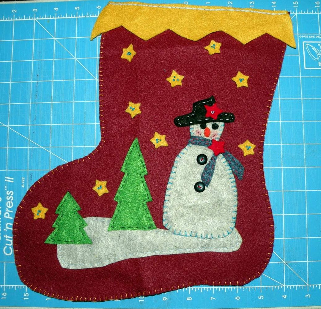PDF Whimsical Snowman Felt Christmas Stocking Pattern. Stuff It Full of ...