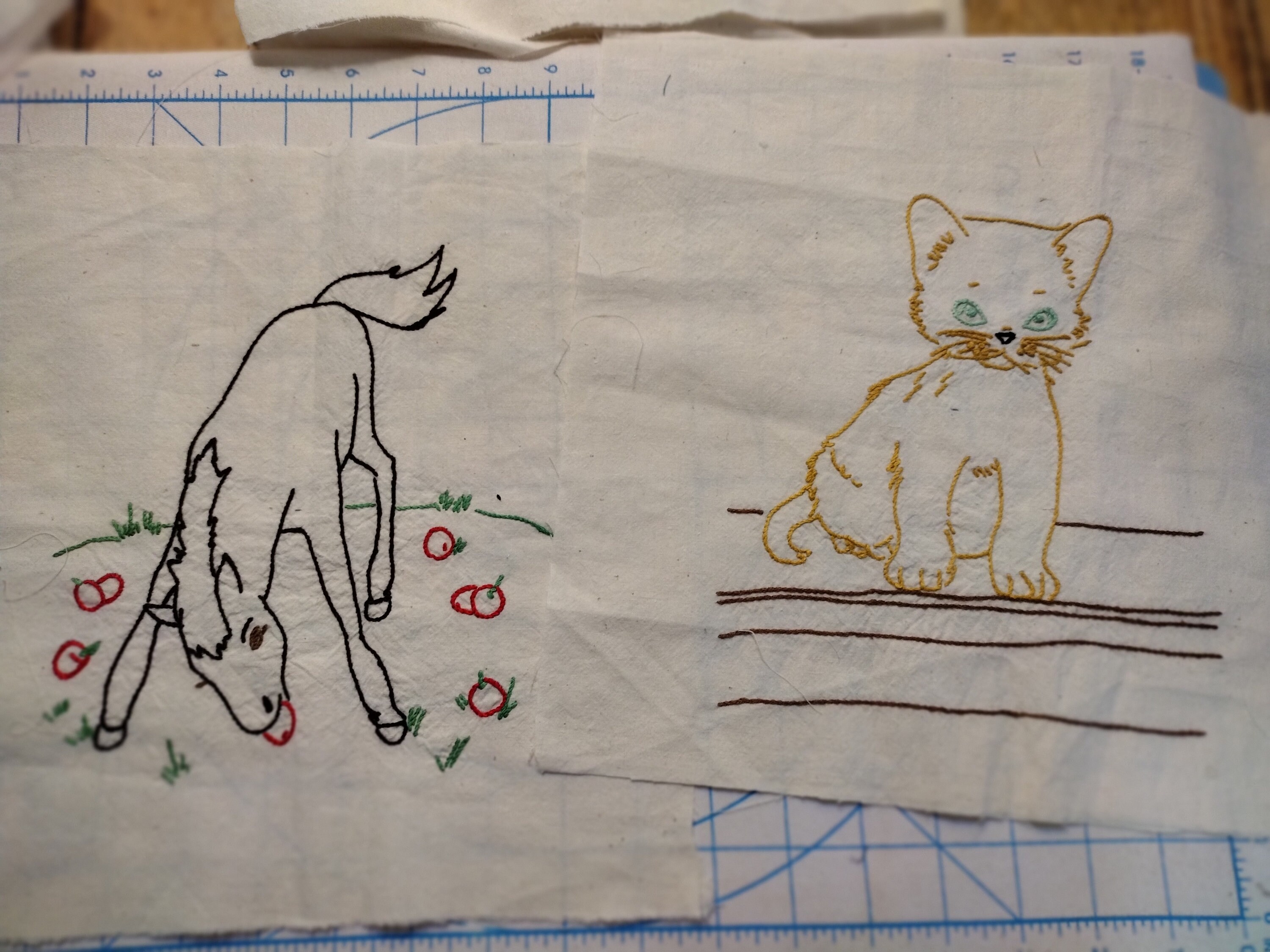 2HE. 15 Vintage Hand-embroidered Quilt Blocks Clean, No Stains. Make a ...