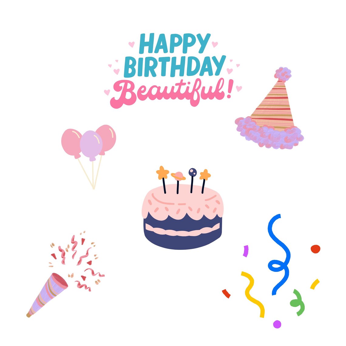 Happy Birthday Wishes PNG: Printable Greeting Card Design (digital ...