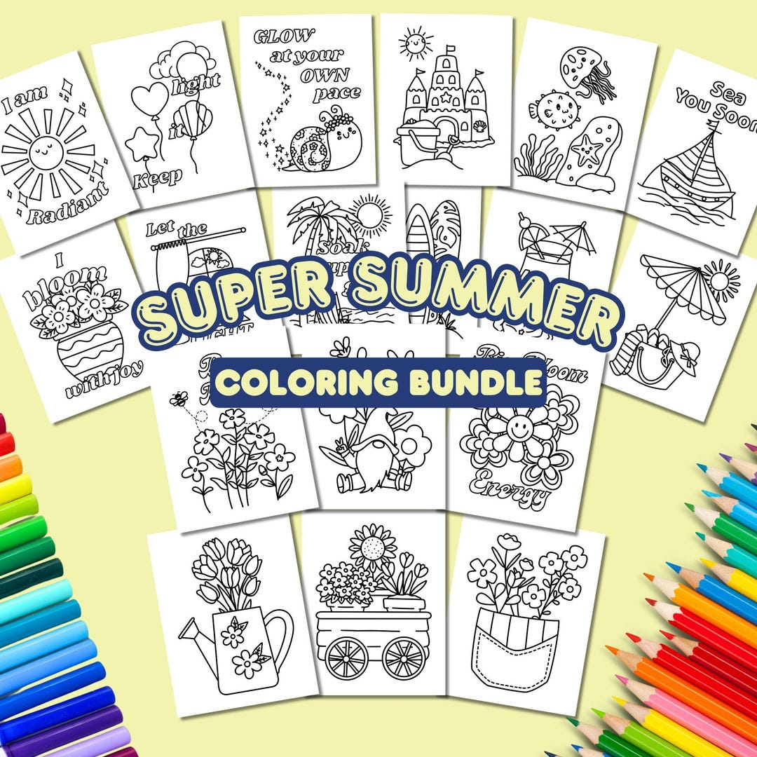 Super Summer Coloring Bundle: Printable Coloring Pages for Kids and ...
