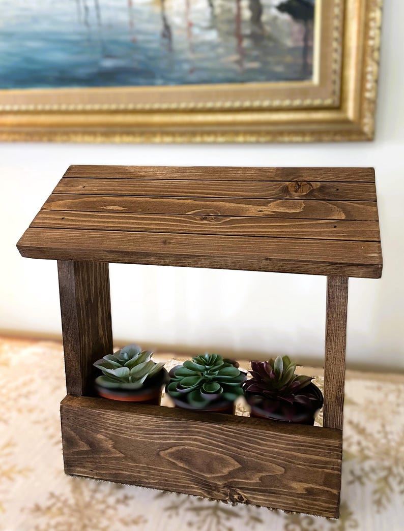 Farmhouse Wood Plant Display Walnut Finish - Etsy