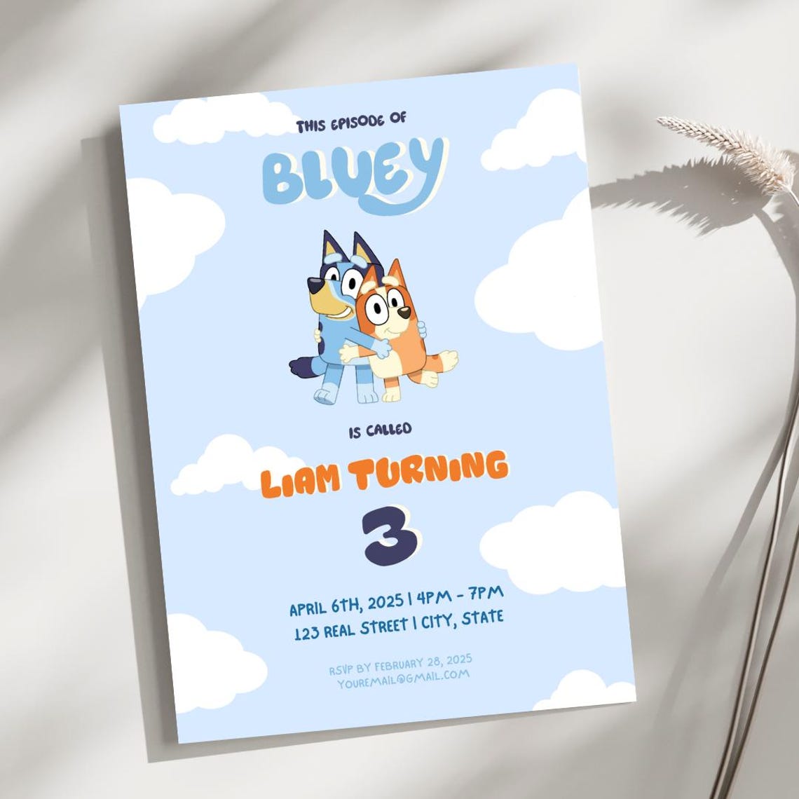 Bluey Birthday Party Invite Template, Editable, Canva, Kids, Bluey ...